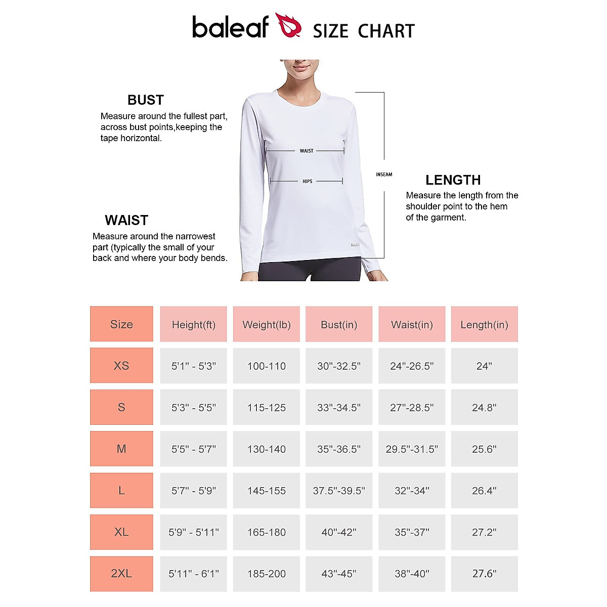 BALEAF Women's Long Sleeve Workout Tops Moisture Wicking Running Athletic Activewear UPF Tops Lightweight Soft White Size M