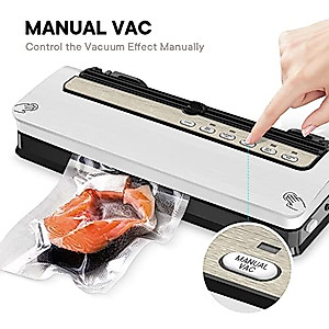 Food Vacuum Sealer Machine, Dry/Moist Vacuum Sealer with 5-in-1 Multi-operating Modes for Sous Vide and Food Storage, Built-in Roll Storage & Cutter Food Vacuum Machine,10 Pcs Bags Starter Kit, White