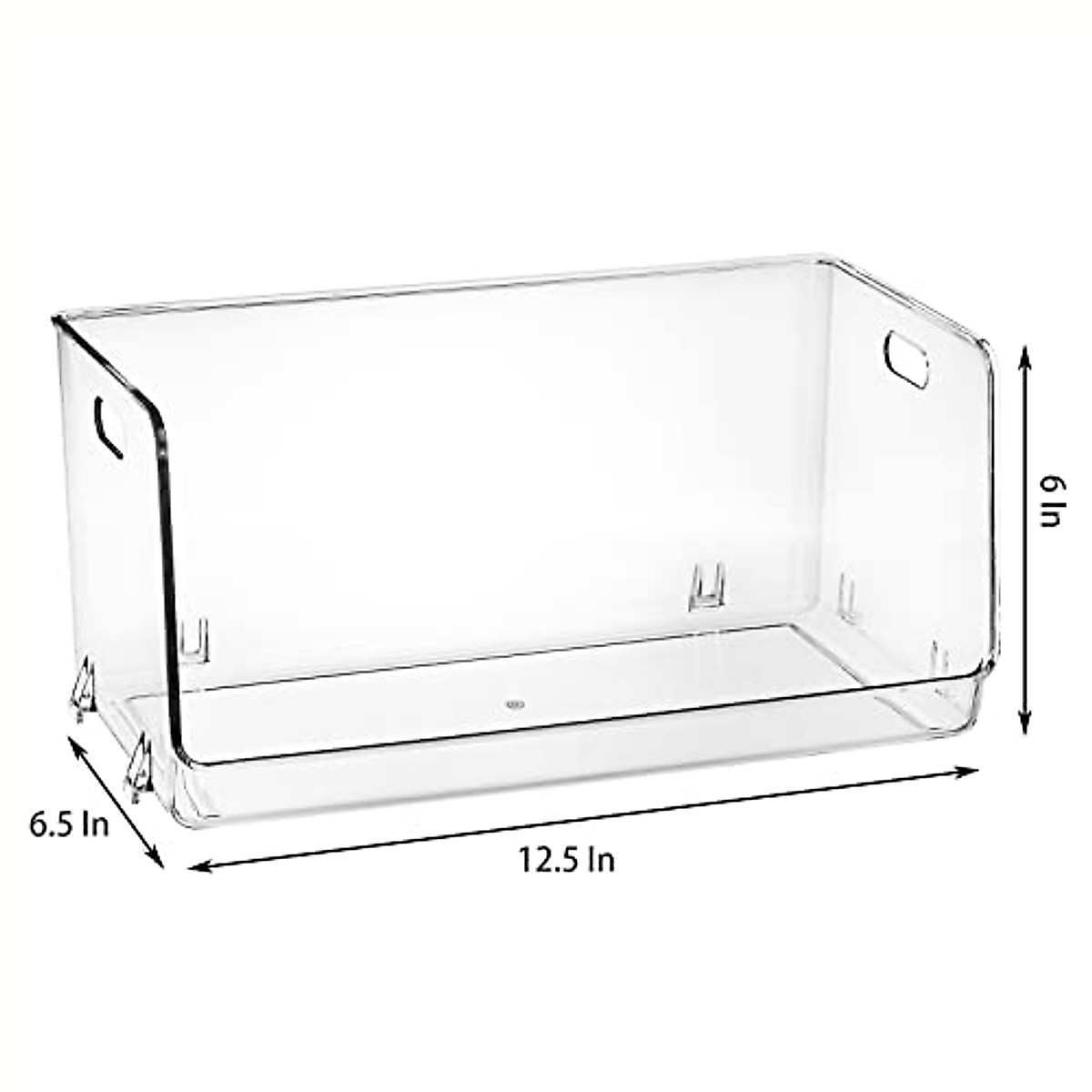 Nicunom 2 Pack Stackable Plastic Storage Bins Open Front, Clear Pantry Organizer Bins Household Food Storage Bin for Kitchen, Countertops, Cabinet, Shelf, Fridge,Pantry