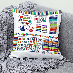 Decorbox Learning Chart 18x18 Inch Throw Pillow Cover,Book Reading Educational Corner ABCs Cushion Case,School Classroom Home Room Teacher Teaching Student Kid Child Children Boy Girl Gift Pillowcase