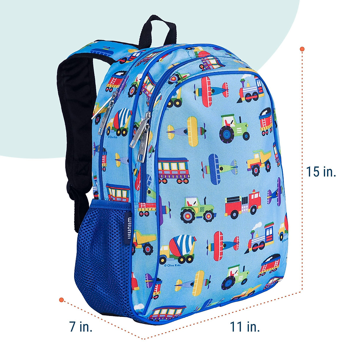 Wildkin 15-Inch Kids Backpack for Boys & Girls, Perfect for Early Elementary, Backpack for Kids Features Padded Back & Adjustable Strap, Ideal for School & Travel Backpacks(Trains, Planes, and Trucks)