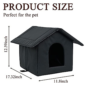 ZWARMY Outdoor Cat House Waterproof - Outside Cat House for Any Weather,Feral Cat Shelter with Waterproof Material for Outdoor and Indoor, Weatherproof Warm Cat Bed 11.8x17.32x12.59Inches（Small,Black）