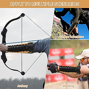 Windfulogo PU Leather Archery Arm Guard Hand Protector Brace Longbow Hunting Shooting Black