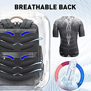 BOPAI 40L Genuine Business Leather Laptop Professional Backpack for Men 15.6 inch Computer with USB Charging Multi-Functional Large Capacity Travel Smart Work Rucksack Anti Theft Black