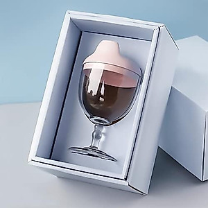 kaiwern Plastic Goblet Cup, Baby Sippy Cup Wine Glass, Beverage Mug Milk Bottle with Lid for Kids on Birthday Party or Celebration (Pink)