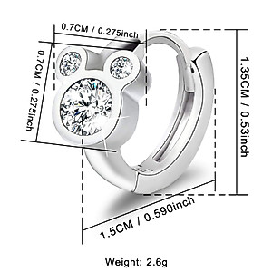 Elensan Sterling Silver Earrings for Women Fashion Cartilage Huggie Hoop Charms Mouse Earrings with CZ Hypoallergenic Jewelry Birthday Gift for Women (White, Huggie Hoop)