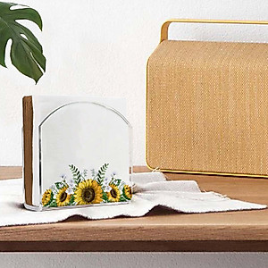 Acrylic Napkin Holder, Clear Napkin Holders for Tables Kitchen Restaurant Home Decor, Bar Accessories，Sunflower