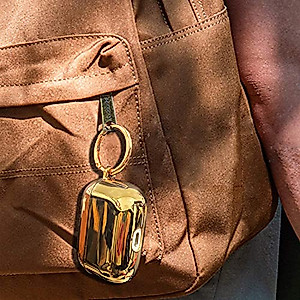 AirPods 3 Case Cover, Shiny Plated TPU Protective Accessories with Keychain Compatible with Apple AirPod 3rd Generation 2021 for Women Men Girls Boys,One-Piece [Front LED Visible]- Gold