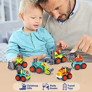 HOLA Toys for 1 Year Old Boy Birthday Gift - 6 PCs Toy Trucks Mini Car Toys for 2 Year Old Boy Birthday Gift, Toddler Toys Age 1-2, Baby Easter Basket Stuffers