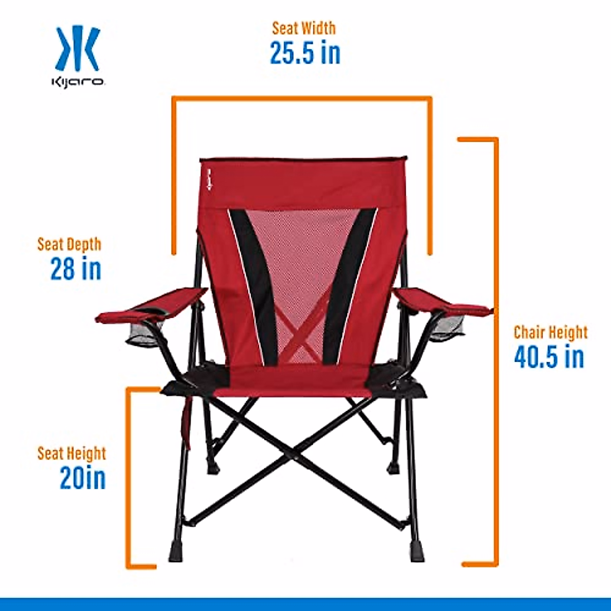 Kijaro XXL Dual Lock Portable Camping Chair - Supports Up To 400lbs - Enjoy the Outdoors in a Versatile Folding Chair, Sports Chair, Outdoor Chair & Lawn Chair – Red Rock Canyon