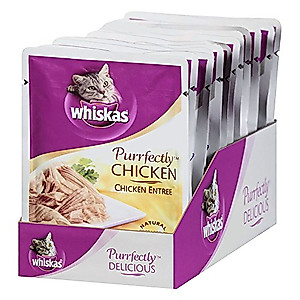 WHISKAS PURRFECTLY Chicken Wet Cat Food Chicken Entree Flavor 3 Ounces (Pack of 24)