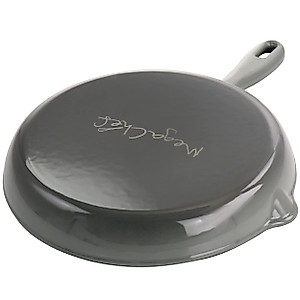 MegaChef Round 10.25 Inch Enameled Cast Iron Skillet in Gray