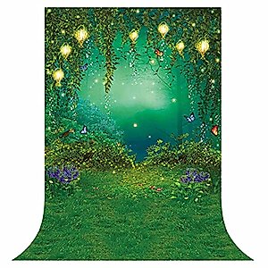 Funnytree 5X7FT Enchanted Forest Backdrop Fairy Tale Wonderland Butterfly Woodland Background Wedding Baby Shower Birthday Party Supplies Banner Cake Smash Decor Studio Portrait Prop Photobooth Favors