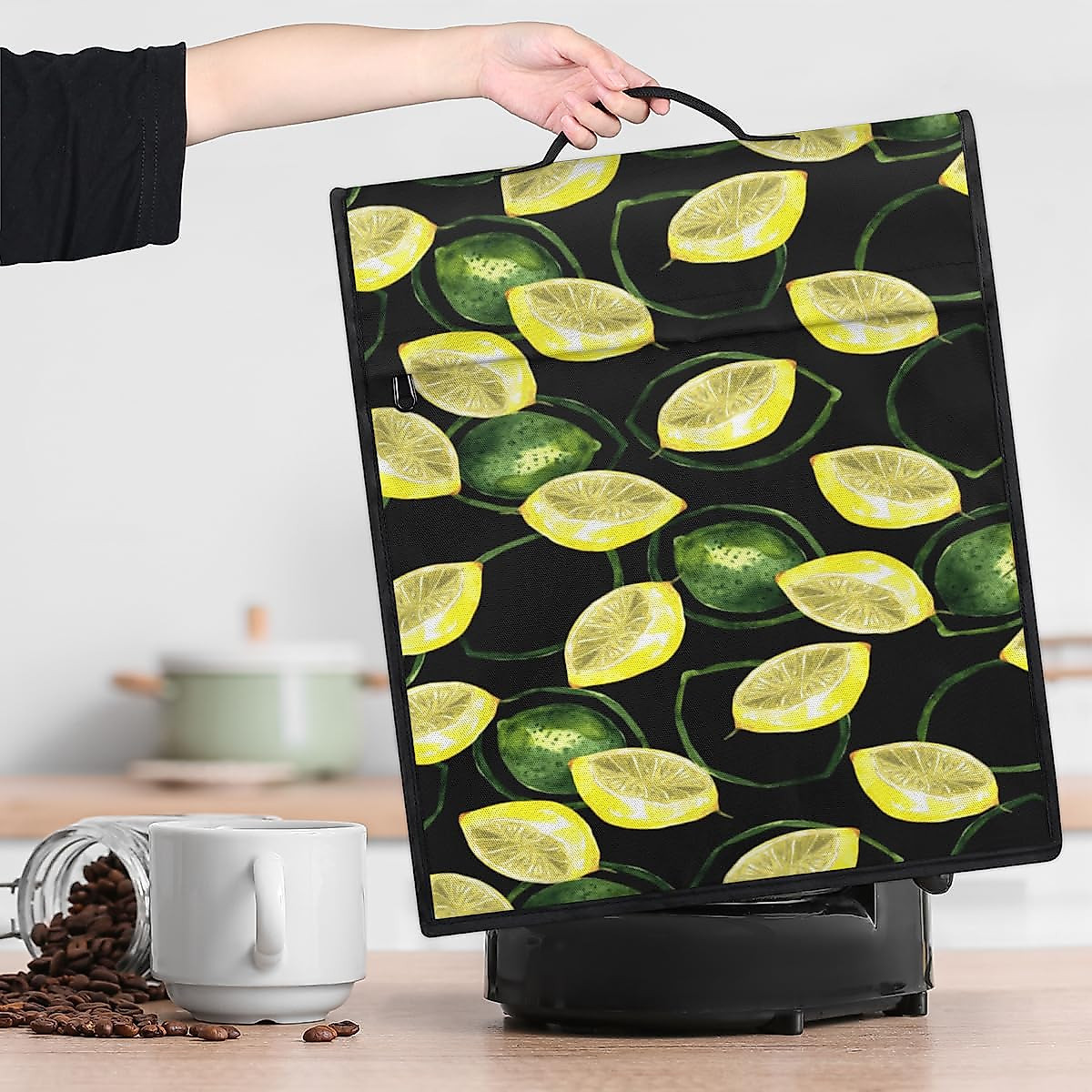 Lemon Slice Appealing Mixer Cover Dustproof Stand Mixer Covers Compatible with 6/7/8 Quart Kitchen Mixer, 4 Pockets for Mixer Accessories