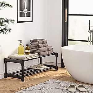 Tribesigns 2 Tiers Shoe Rack 7.48" Tall Stackable Shoe Shelf Storage Organizer Large Capacity 33.46" x 12.40" x 10.24" for Shoes, Short Boots, Entryway, Hallway, and Short Wardrobe