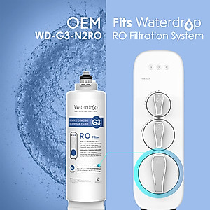 Waterdrop WD-G3-N2RO Filter, NSF Certified, Replacement for WD-G3-W Reverse Osmosis System, 2-year Lifetime