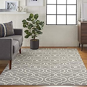 Nourison Jubilant Moroccan Trellis Grey Area Rug, (6' x 9')