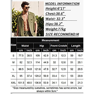 COOFANDY Men's Summer Beach Shorts Lightweight Stretch Waistband Shorts Linen Hawaiian Shorts Khaki