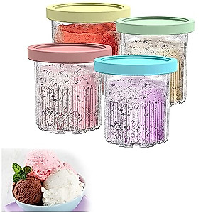 Creami Pints, for Ninja Creamy Pints and Lids - 4 Pack,24 OZ Icecream Container Safe and Leak Proof Compatible with NC500,NC501 Series Ice Cream Makers