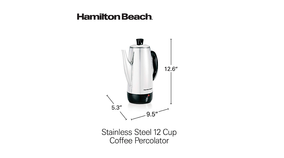 Hamilton Beach 12 Cup Electric Percolator - Fast, Classic Coffee Brewing