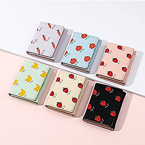 Loxepur Cartoon Fruit Tri-Fold Pu Wallet Multi-Card Slot Small Purse for Gift (Beige)