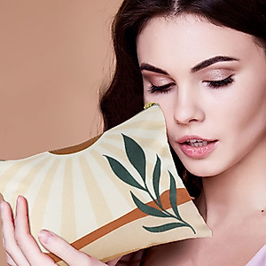 4 Pcs Boho Cosmetic Bags Retro Makeup Bag Canvas Makeup Pouch for Purse Quotes Printed Cosmetic Pouch Preppy Bag Cute Pencil Pouch Preppy Organizer (Boho Style)