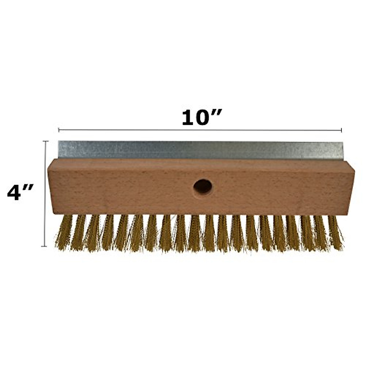 Janico 4004 Bristles Pizza Oven Stone Brush, Includes Rust Proof Steel Scraper, Stiff Brass Wire, Brown