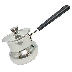 SHERCHPRY Stainless Steel Melting Pots Mini Milk Pot Butter Warmer Pan Miniature Saucepan Turkish Coffee Maker Soup Pot with Lid Cover for Kitchen 350ml