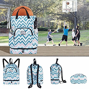 Kamo Drawstring Backpack Bag - Sport Swimming Yoga Backpack with Shoe Compartment, Two Water Bottle Holder for Men Women Large String Backpack Athletic Sackpack for Travel