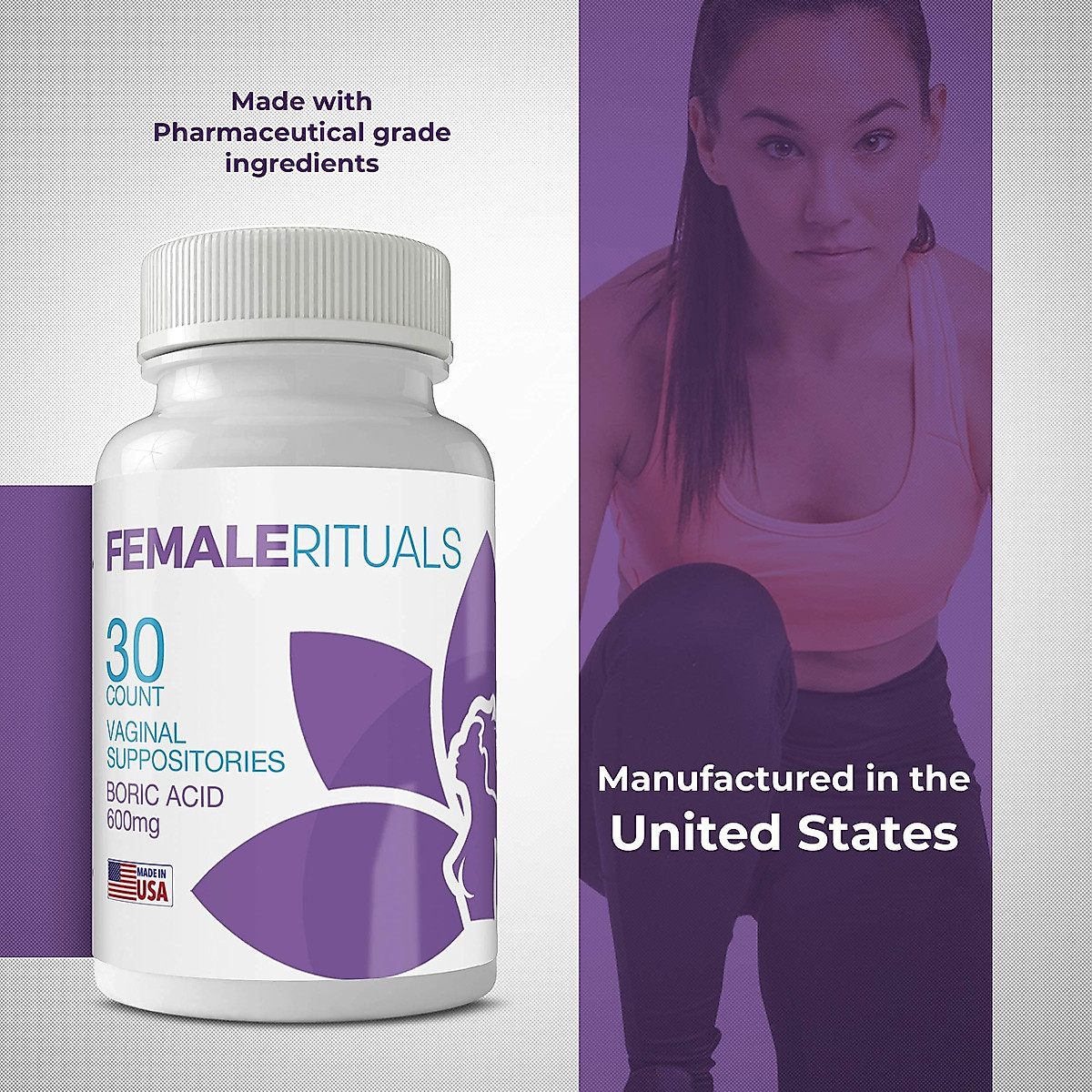 FEMALE RITUALS - Vaginal Moisturizer Boric Acid Suppositories for PH Balance - Bad Odors and BV Yeast Infection Treatments - Feminine Hygiene Products - Yoni Pops