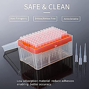 200uL Pipette Tips 960pcs- Four E's Scientific Universal 200ul Pipettor Tips Racked Non-pyrogenic DNAse/RNAse Free Autoclavable 10 Racks 96 Tips/Rack (960 Tips)