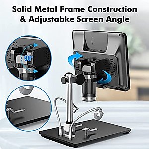 10" LCD Digital Microscope- Soldering Microscope for Electronics Repair, Opqpq USB Coin Magnifier with Light & Large Screen for Error Coins, PCB Board Watch Micro Solder Microscopes Station for Adults
