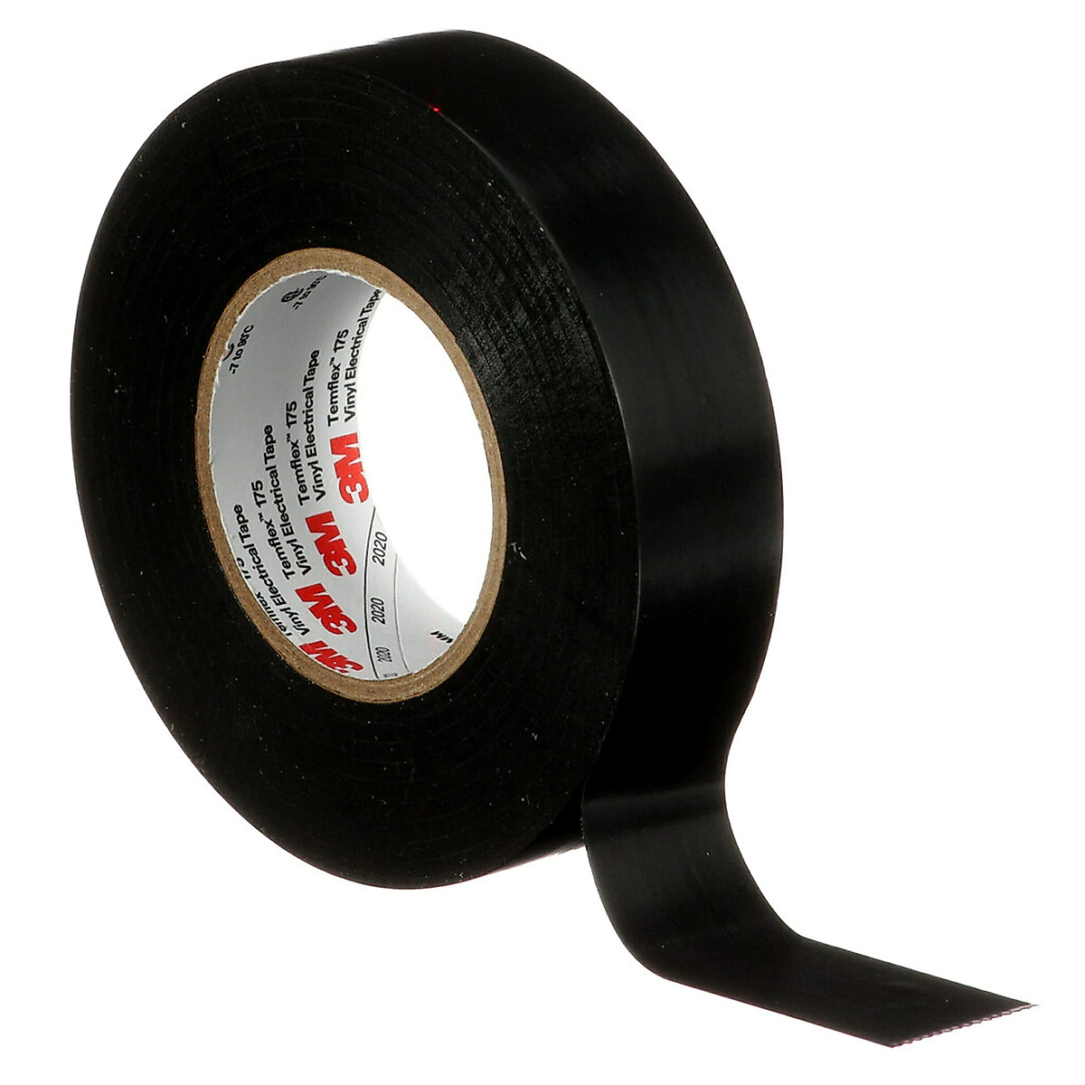 3M Temflex Vinyl Electrical Tape 175, Flame Retardant, Pressure-Sensitive Adhesive, Electrical and Mechanical Protection, Black, 7 mil, 3/4 in x 60 ft, 10 Rolls