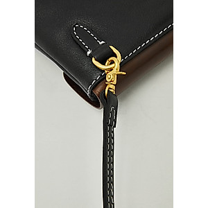 Vintage Leather Crossbody Bags For Women Casual Shoulder Handbags With Flap And Detachable Straps (1-Black)