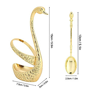 Stainless Steel Spoon Cutlery Kit with Zinc Alloy Swan Shape Retainer Storage Cutlery Rack Home Decor(Gold)