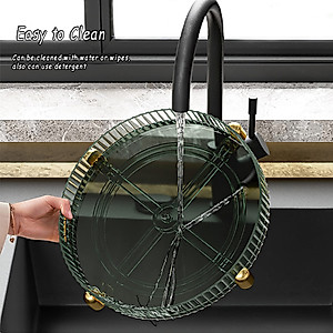 WOWOHA Lazy Susan Cabinet Organizer for Countertop, Spice Rack, Kitchen, Bathroom, Makeup,360 Degree Rotating Turntable Organizer (Green-Transparent)