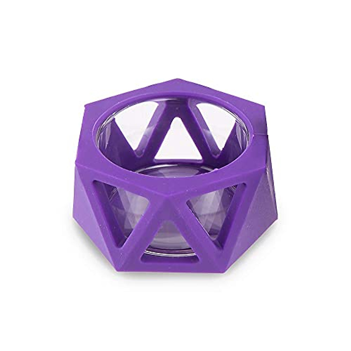 Ooze Geode Silicone Glass Container 10mL (Ultra Purple) 1ct - (1.6"x1") Glass Silicone Container - Gemstone Shape Silicone Container With Glass Stash Jar Insert - Glass Silicone Containers