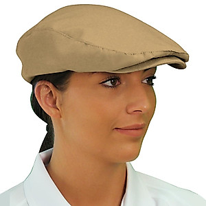 Flat Newsboy Ivy Hat, Traditional Golf Cap, Ben Hogan Cap, Gatsby Flat Hat, Vintage Mens Golf Cap: 'Par 3' - Solid Khaki - Microfiber