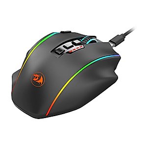 Redragon M901 Gaming Mouse RGB Backlit MMO 16 Macro Programmable Buttons, 16000 DPI for Windows PC Computer (Wireless, Black)