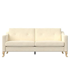 Mr. Kate Tess Sofa with Soft Pocket Coil Cushions, Small Space Living Room Furniture, White Linen