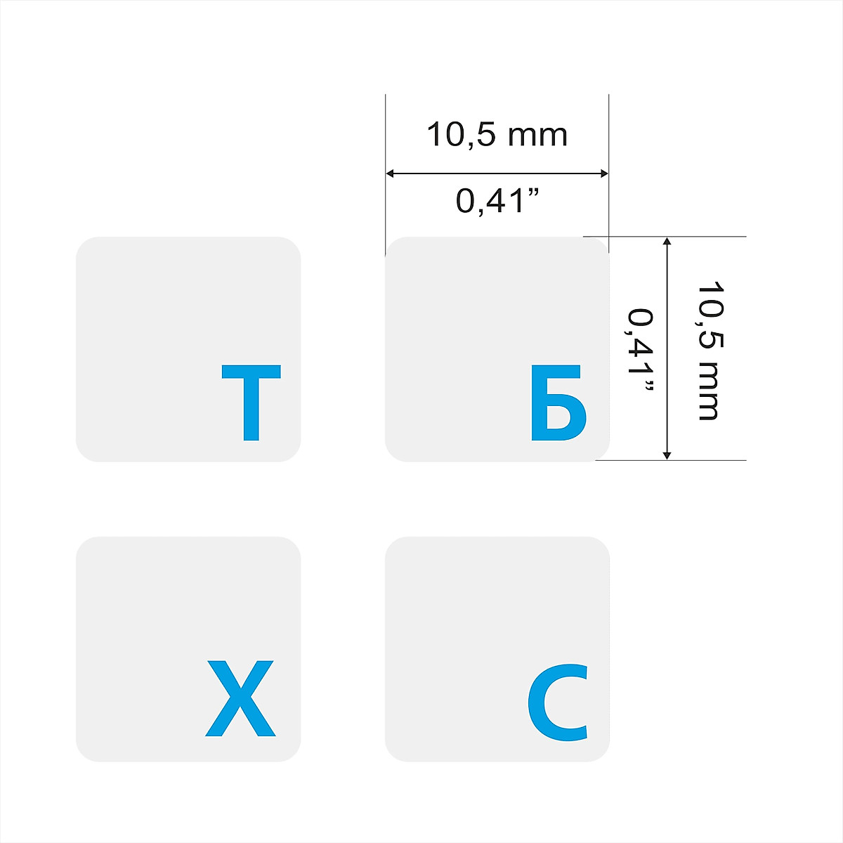 2 Pack Russian Blue Keyboard Stickers Cyrillic for Computer Blue Keyboard Letters on Clear Transparent Background