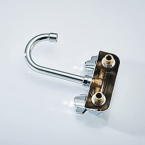 Evolvegoods Commercial Kitchen Faucet Wall Mount Kitchen Sink Faucet Utility Laundry Centerset Swivel High-Arc Spout 2 Handle Restaurant Chrome Mixer Tap NSF