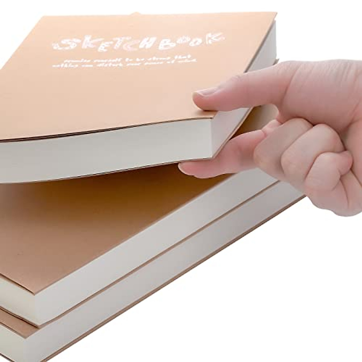 Elsjoy Set of 3 Kraft Sketchbook & Drawing Notebook, A5/A4/B5 Sketch Book Travel Journal Notebook with Thick Paper for Drawing & Sketching, 128 Sheets/256 Pages