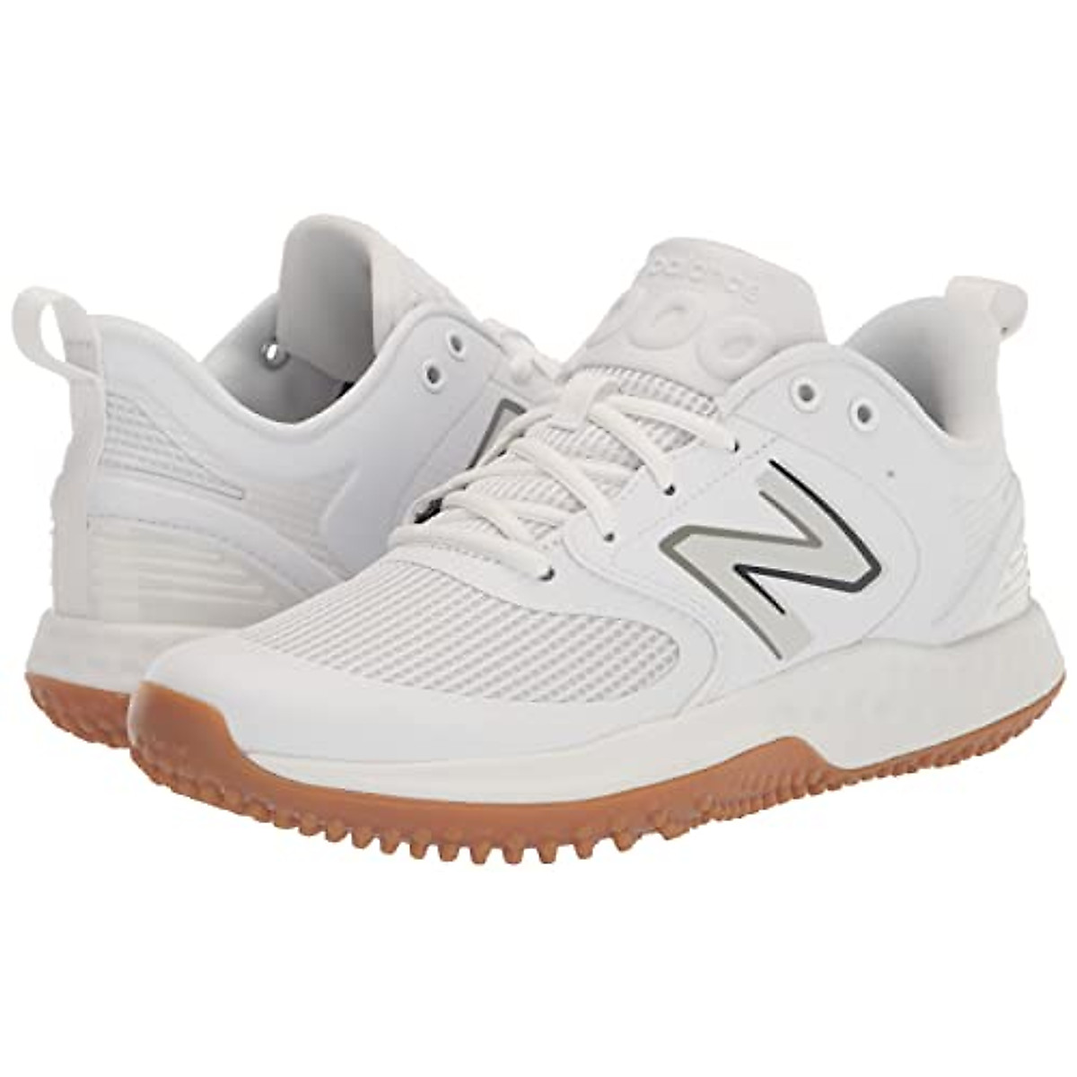 New Balance Men's Fresh Foam 3000 V6 Turf-Trainer Baseball Shoe, White/White/Gum, 9.5