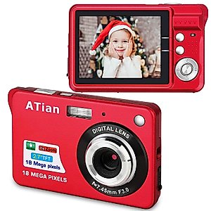 ATian 2.7" LCD HD Digital Camera Amazing Rechargeable Camera 8X Zoom Digital Camera Kids Student Camera Compact Mini Digital Camera Pocket Cameras for Kid/Seniors/Student (Red)