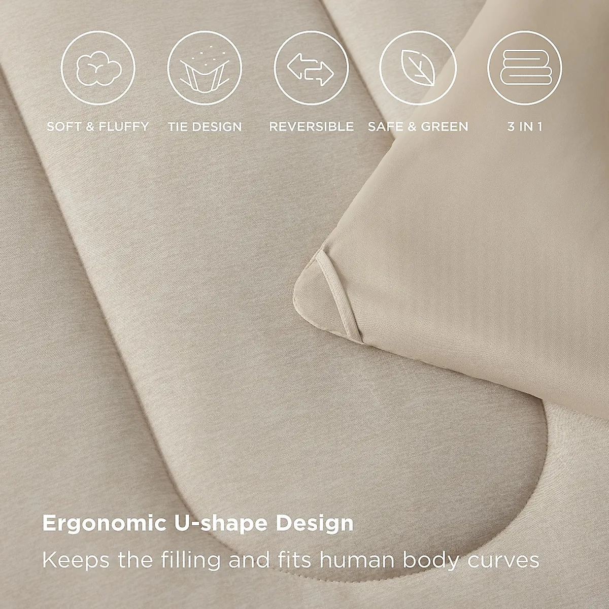 Bedsure Queen Comforter Set - Cooling and Warm Bed Set, Linen Reversible Bedding for All Season, 3 Pieces, 1 Queen Size Comforter (88"x88") and 2 Pillow Cases(20"x26")