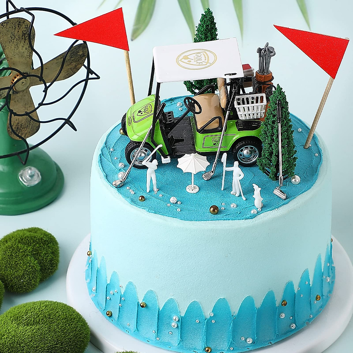 Moxweyeni 21 Pieces Golf Cake Decorations, Birthday Cake Toppers Mini Golf Cart Toy for Sport Themed Boy Girl Birthday Party Supplies