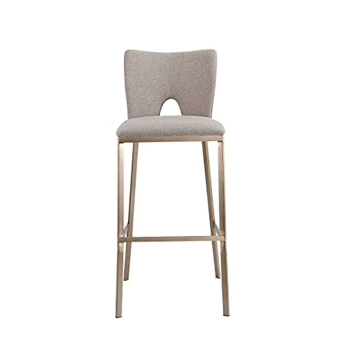Limari Home Charlton Collection Modern Style Fabric Upholstered Bar Stool with Antique Brass Iron Frame (Set of 2), Beige