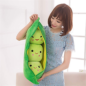 Giant Peas in A Pod Plush Toy Pea Pod Pillow Cute Pea Stuffed Toys Plant Doll Various Sizes (Green Beans,15.7''/40cm)