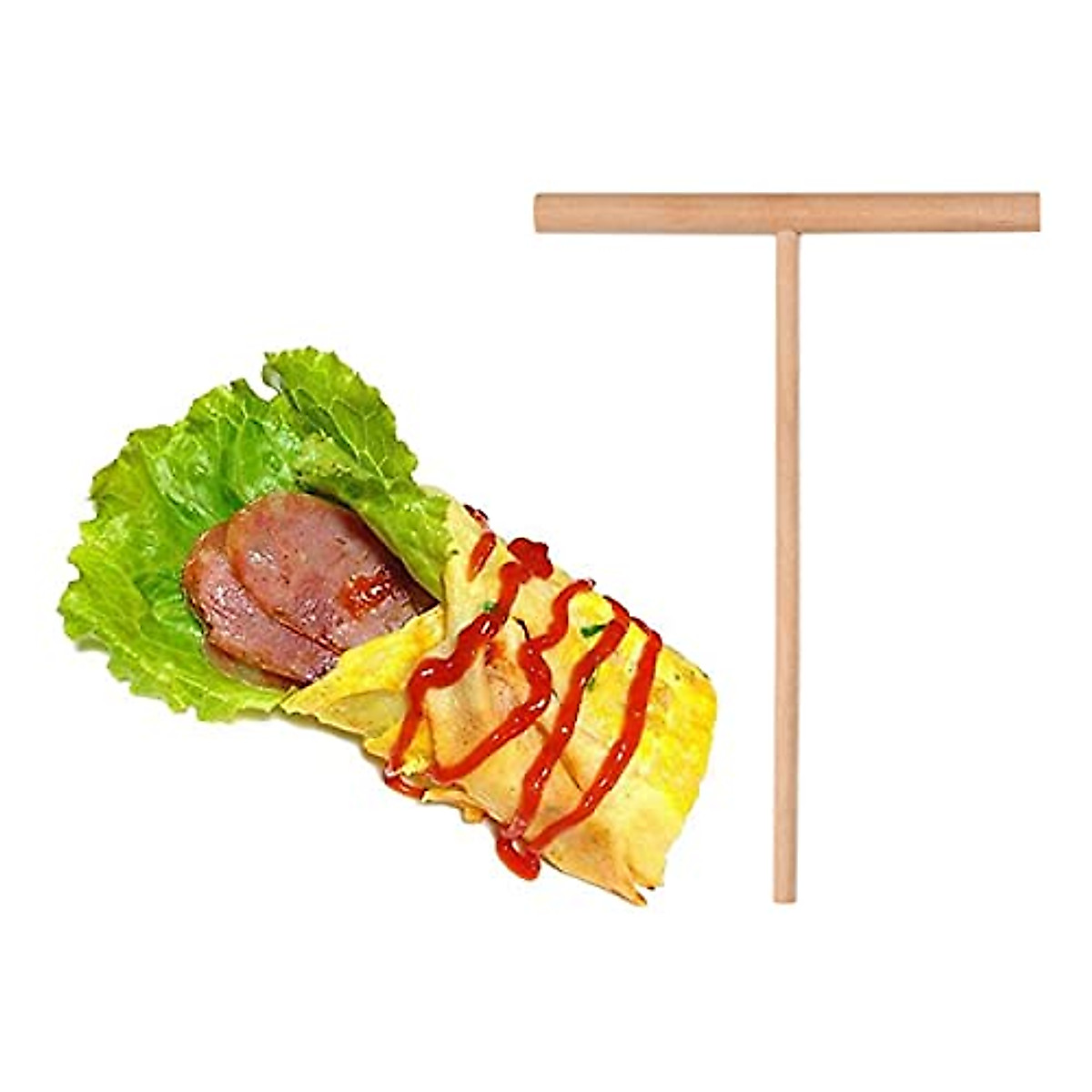 DS. DISTINCTIVE STYLE Crepe Spreader 2 Pieces 6.1 Inches x 4.7 Inches Natural Wooden T-Shaped Tool for Crepes Wooden Crepe Maker Pancake Maker Tool